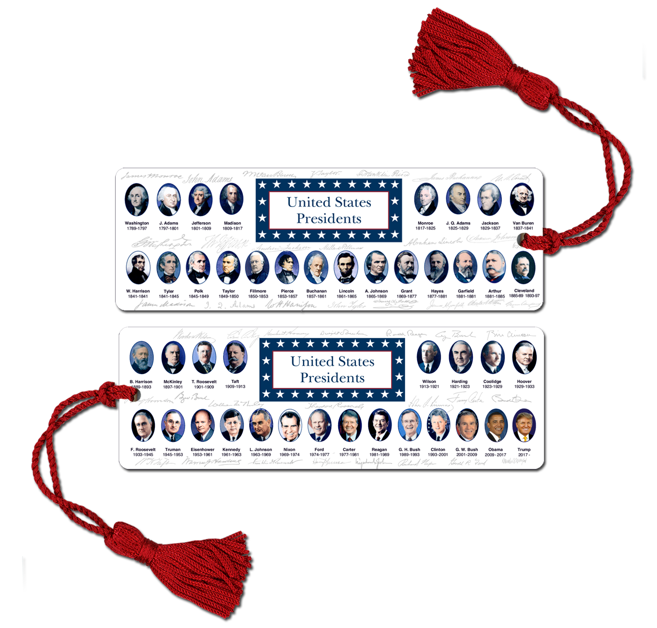 Presidents Bookmarks | All Presidents - Portraits - Signatures - Dates ...